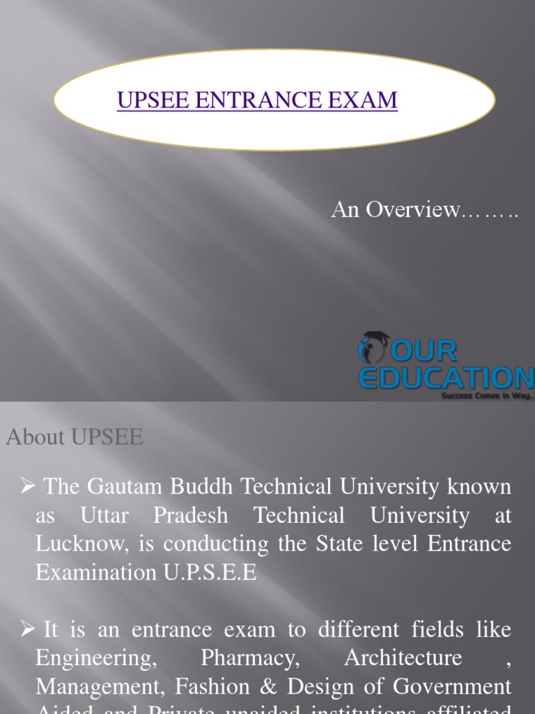 Upsee Entrance Exam: An Overview . | PDF