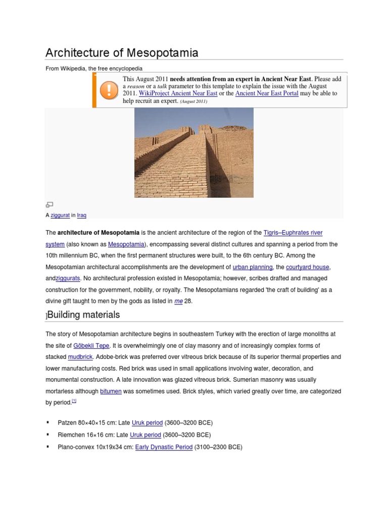 Mesopotamian Architectural Overview | PDF | Mesopotamia | Architectural ...