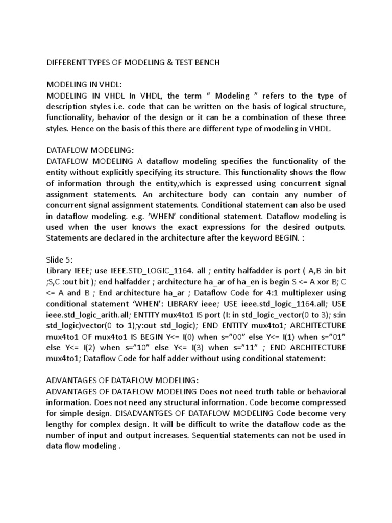 Different Types of Modeling | PDF | Vhdl | C (Programming Language) Different Types of Modeling | PDF | Vhdl | C (Programming Language)