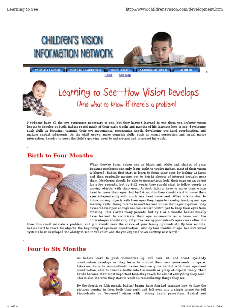 Birth To Four Months | PDF | Optometry | Visual Acuity