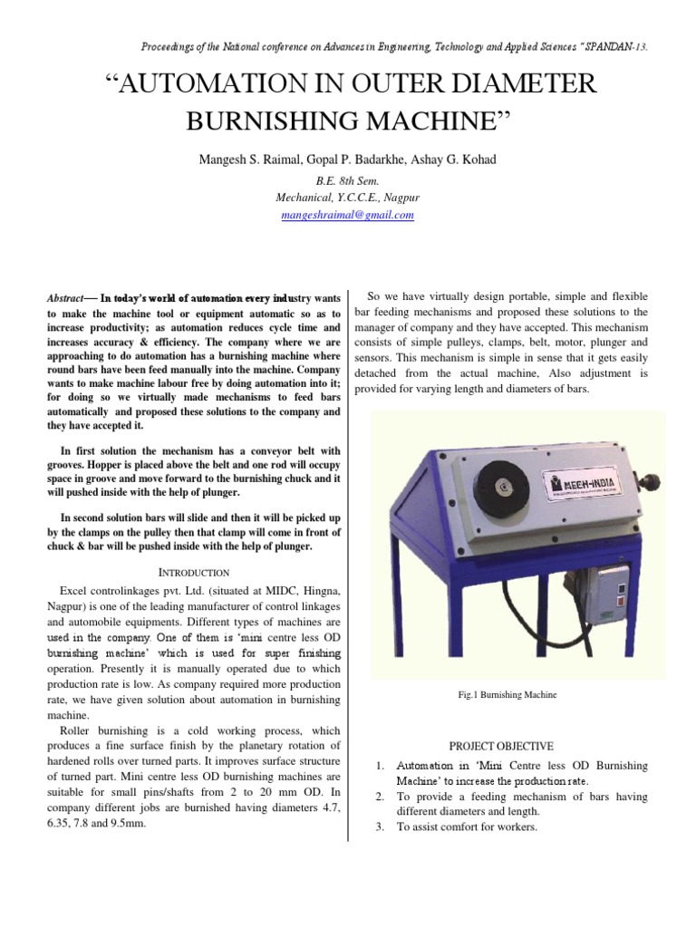Automation in Burnishing | PDF | Automation | Machines