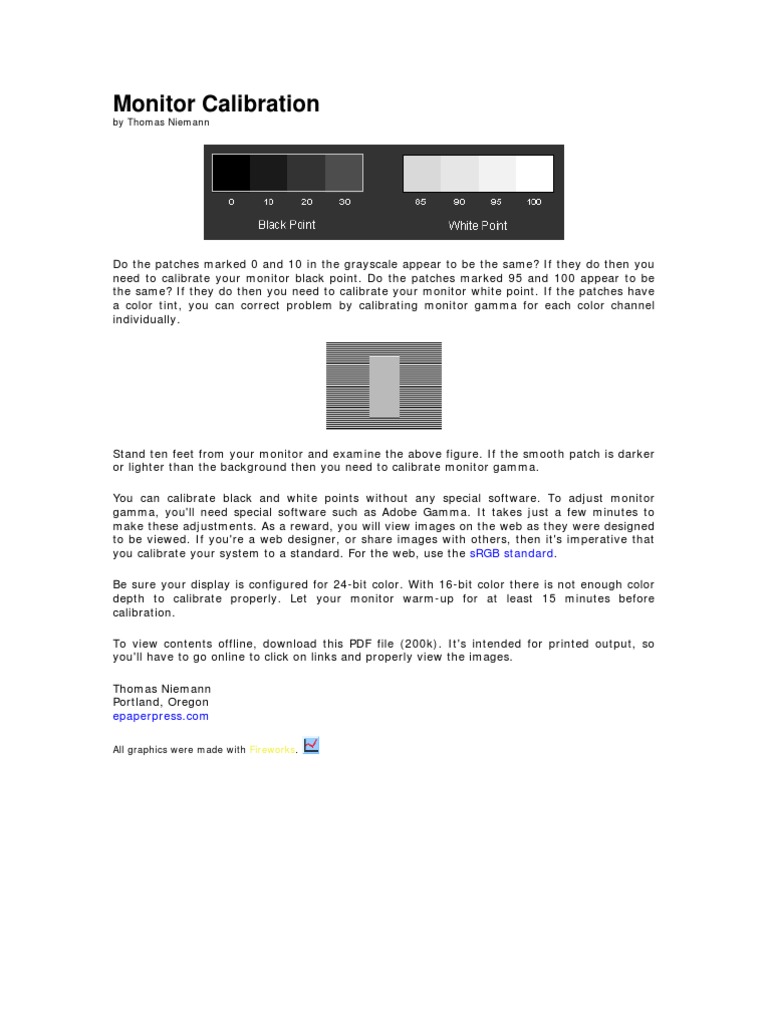 Monitor Calibration: by Thomas Niemann | PDF | Computer Monitor | Rgb ...