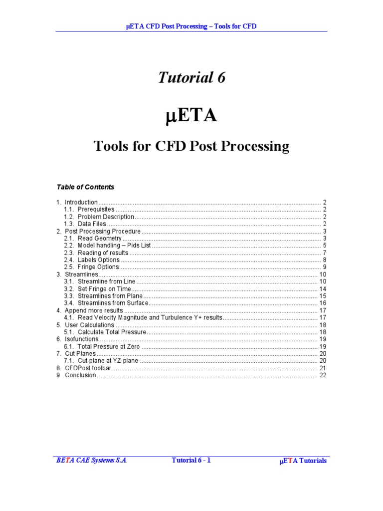 Tutorial 6: Tools For CFD Post Processing | PDF | Computational Fluid Dynamics | Euclidean Vector