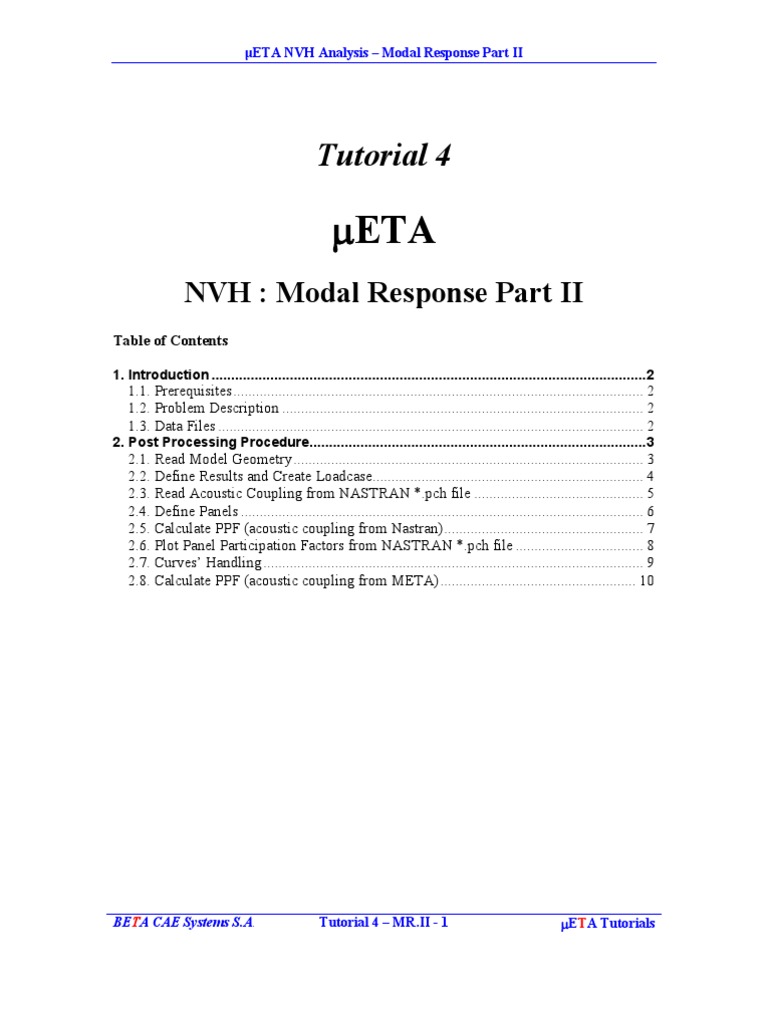 μETA NVH Modal Response Tutorial II | PDF | Normal Mode | Computing