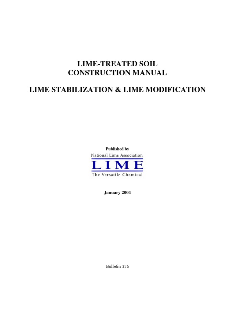 Lime Stabilization Construction Manual | PDF | Home & Garden