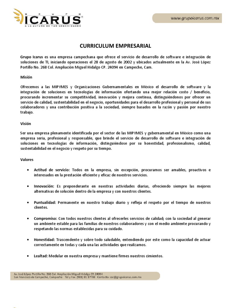 Curriculum Empresarial