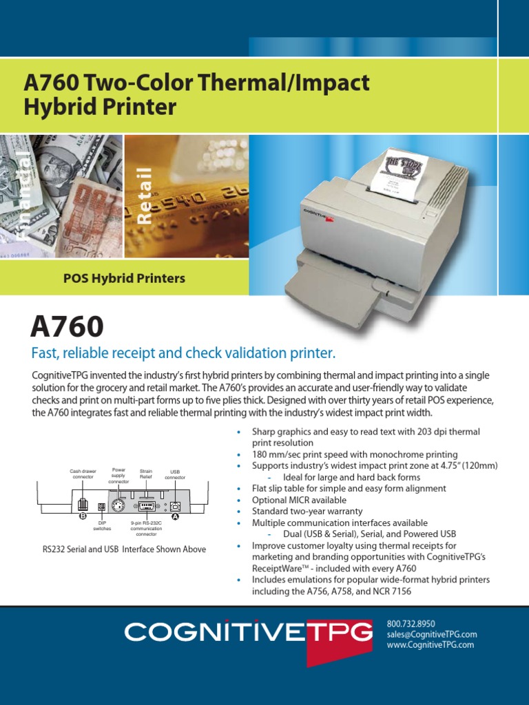 Cognitive TPG A760 Two-Color Thermal/Impact Hybrid Printer Brochure ...