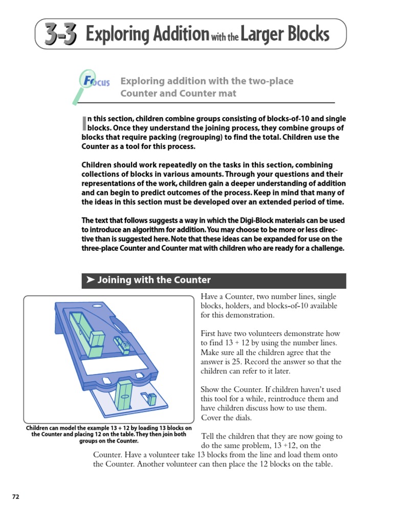 Exploring Addition With The Larger Blocks | PDF | Thought | Learning
