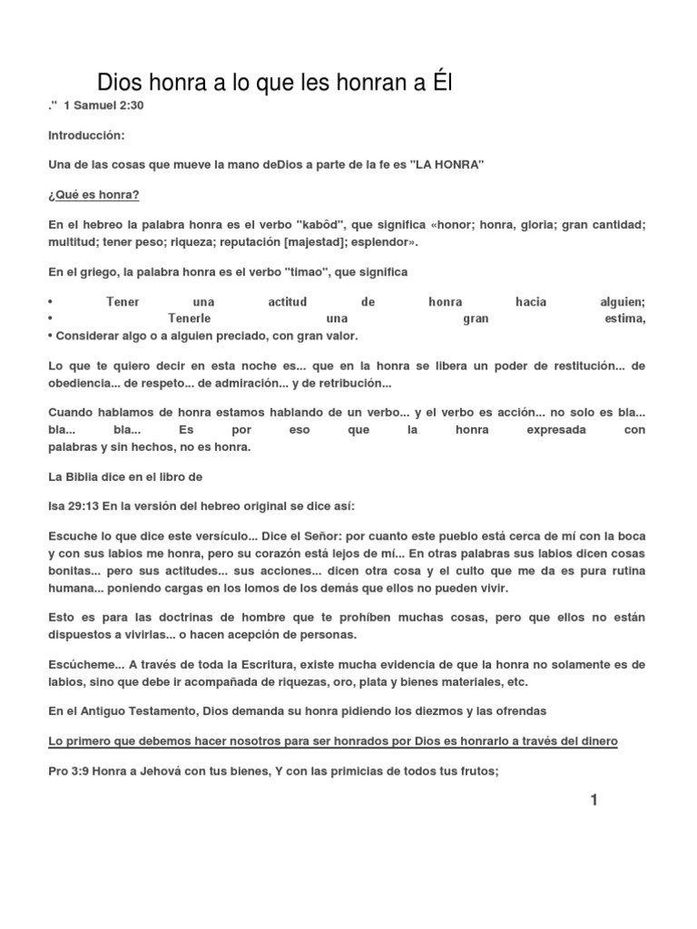 Dios honra a lo que les honran a Él | Biblia | Dios