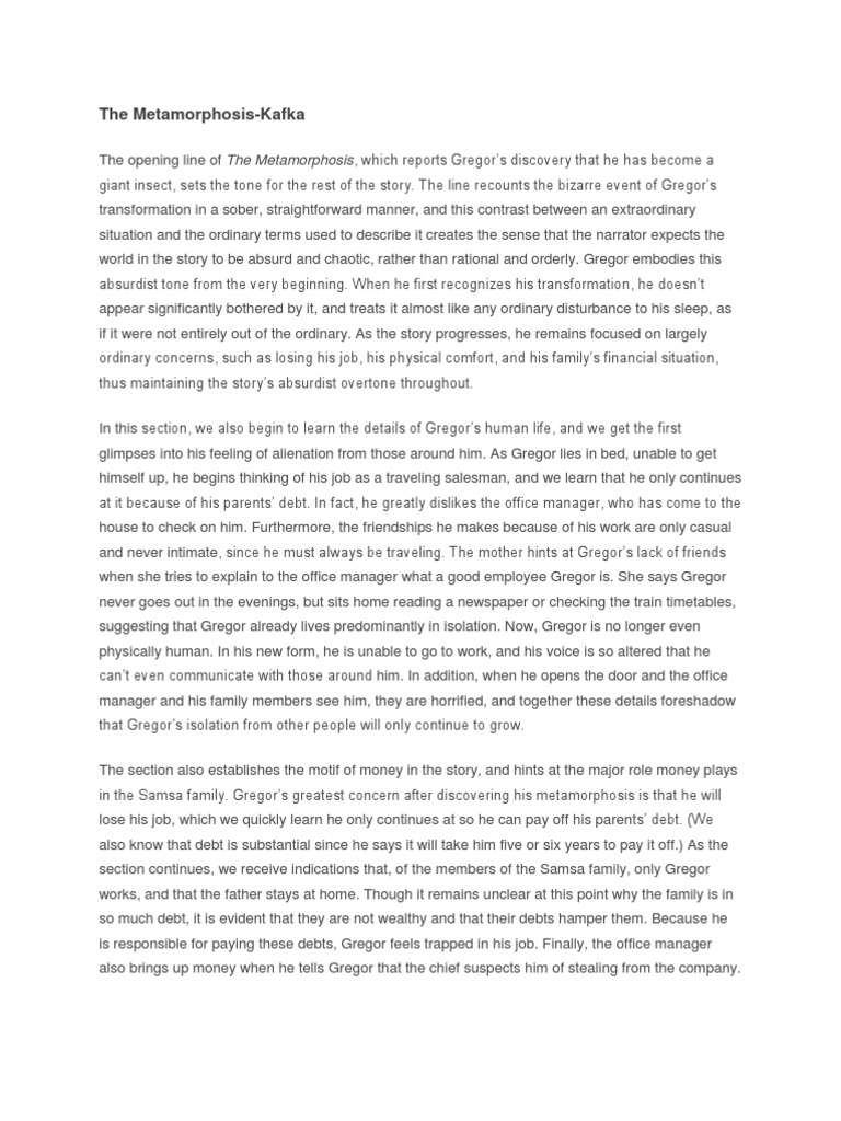 The Metamorphosis-Kafka | PDF | The Metamorphosis | Metaphysics Of Mind