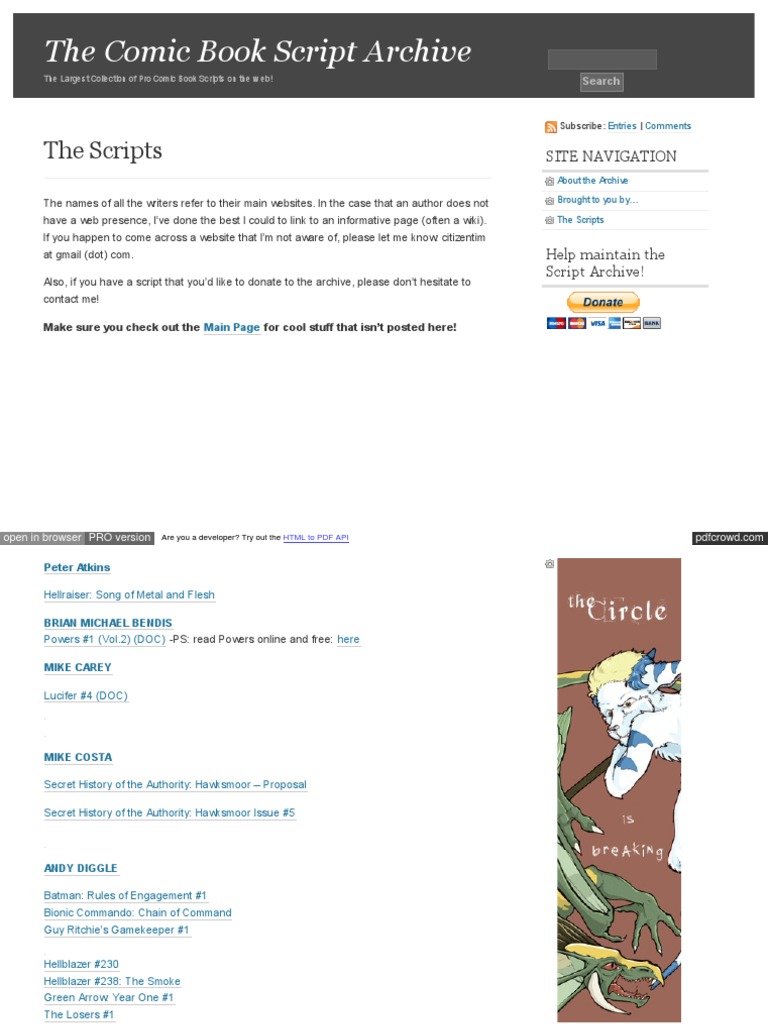 The Comic Book Script Archive | PDF | American Comics | Comics