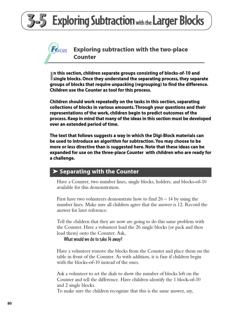 Exploring Subtraction With The Larger Blocks | PDF | Subtraction ...