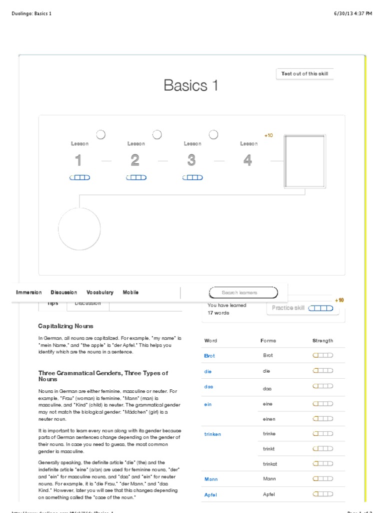 Basics 1: Lesson Lesson Lesson Lesson | PDF | Grammatical Gender ...