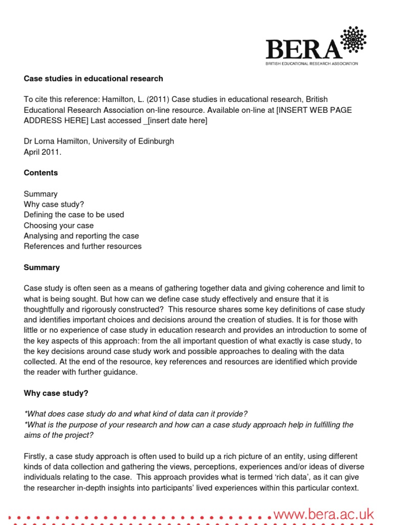 Case Studies in Educational Research | PDF | Case Study | Sampling ...