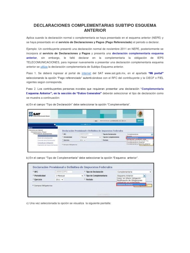 Declaraciones Complementarias Subtipo Esquema Anterior | PDF