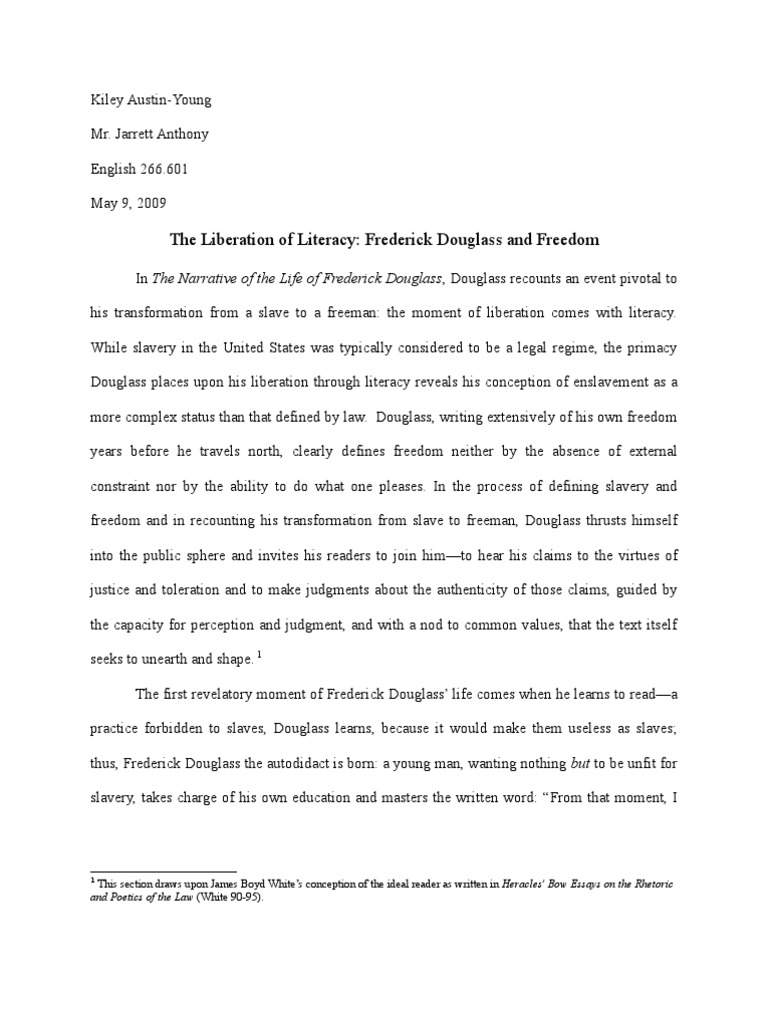 The Liberation of Literacy: Frederick Douglass and Freedom | PDF ...