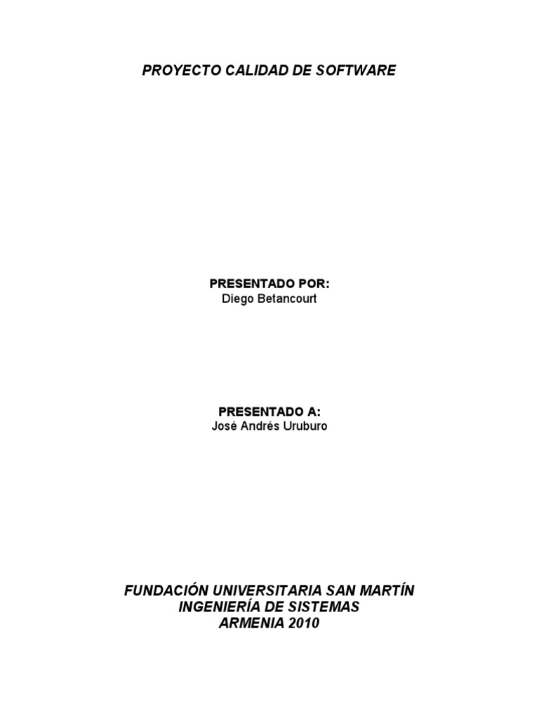 Proyecto Calidad de Software | PDF | Proceso de desarrollo de software | Software