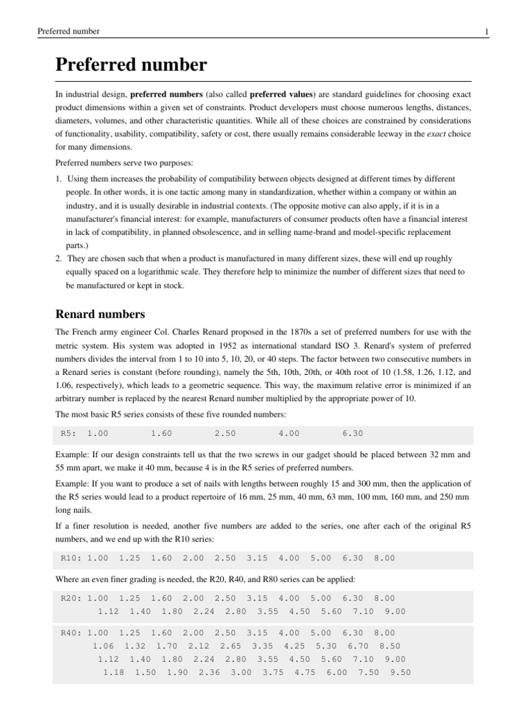 Preferred Numbers | PDF | Teaching Mathematics