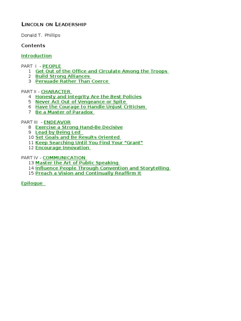 Lincoln On Leadership | PDF | Abraham Lincoln | Leadership