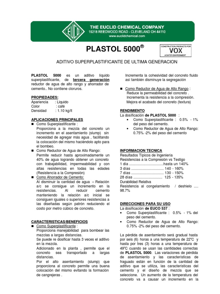 PLASTOL 5000®: Un aditivo superplastificante de última generación para ...