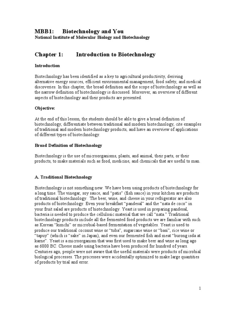 Introduction to Biotechnology Overview | PDF | Biotechnology | Gene