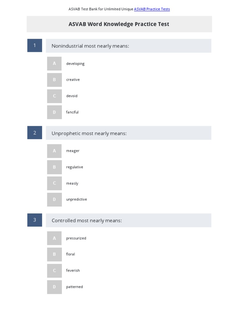 ASVAB Word Knowledge Practice Test 5 | PDF | Nature