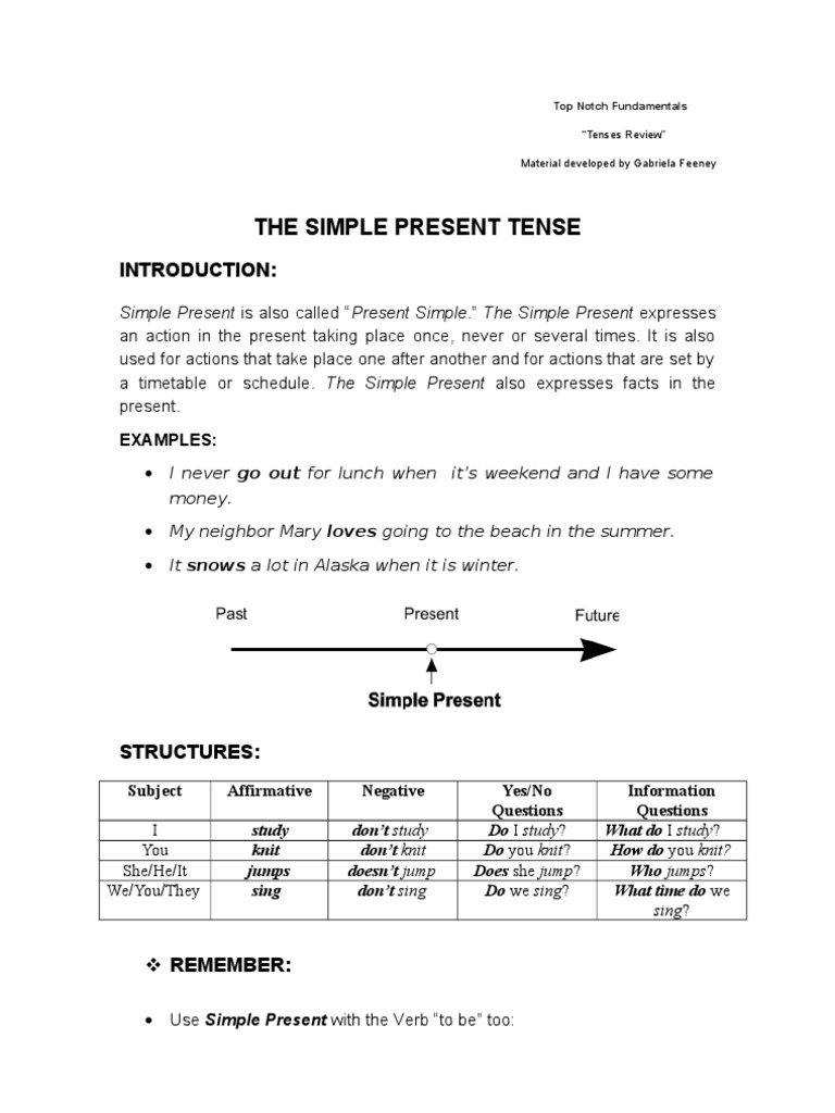 TENSES Simple Present, Simple Past, Past Continuous, Future | PDF ...