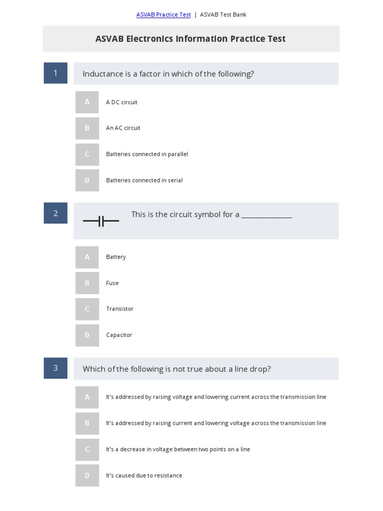 ASVAB Electronics Information Practice Test 4 | PDF