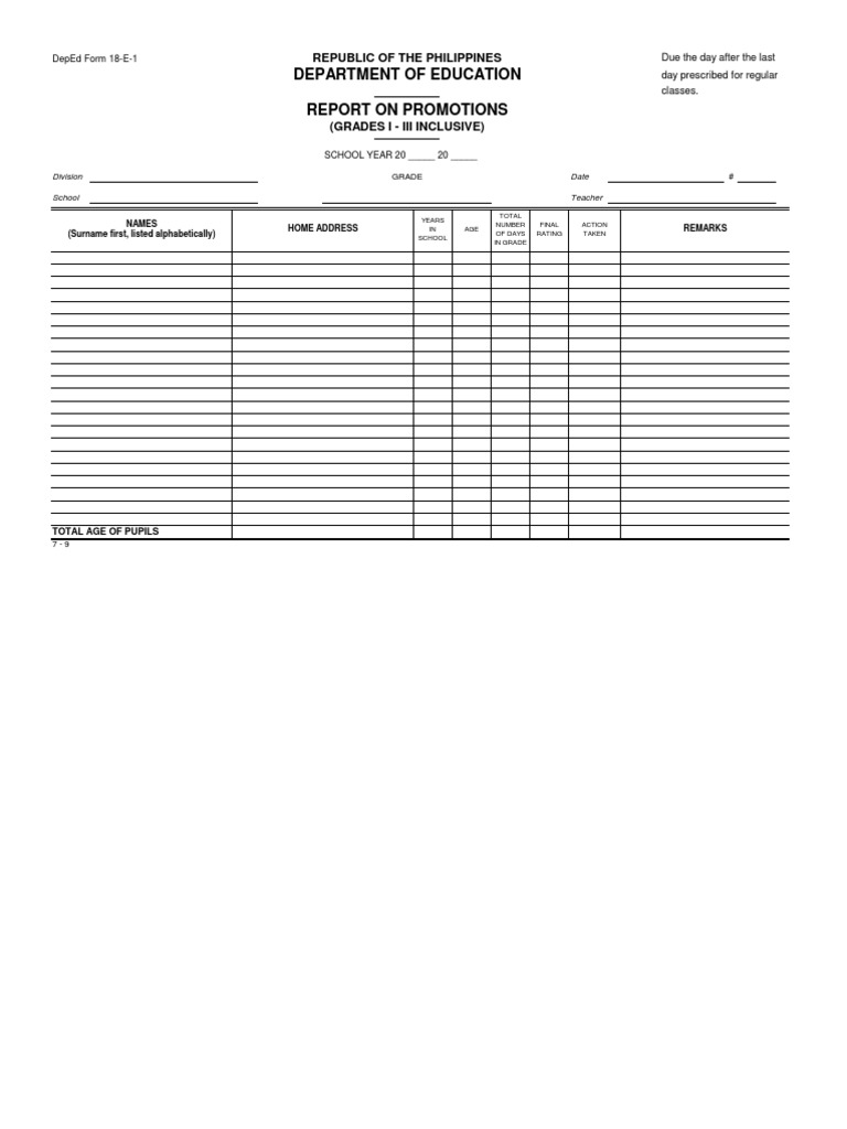 DepEd Form 18 E 1 Legal | PDF | Metro Manila | Philippines