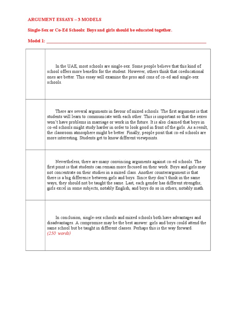 Argumentative Essay Models | PDF | Gender | Gender Studies