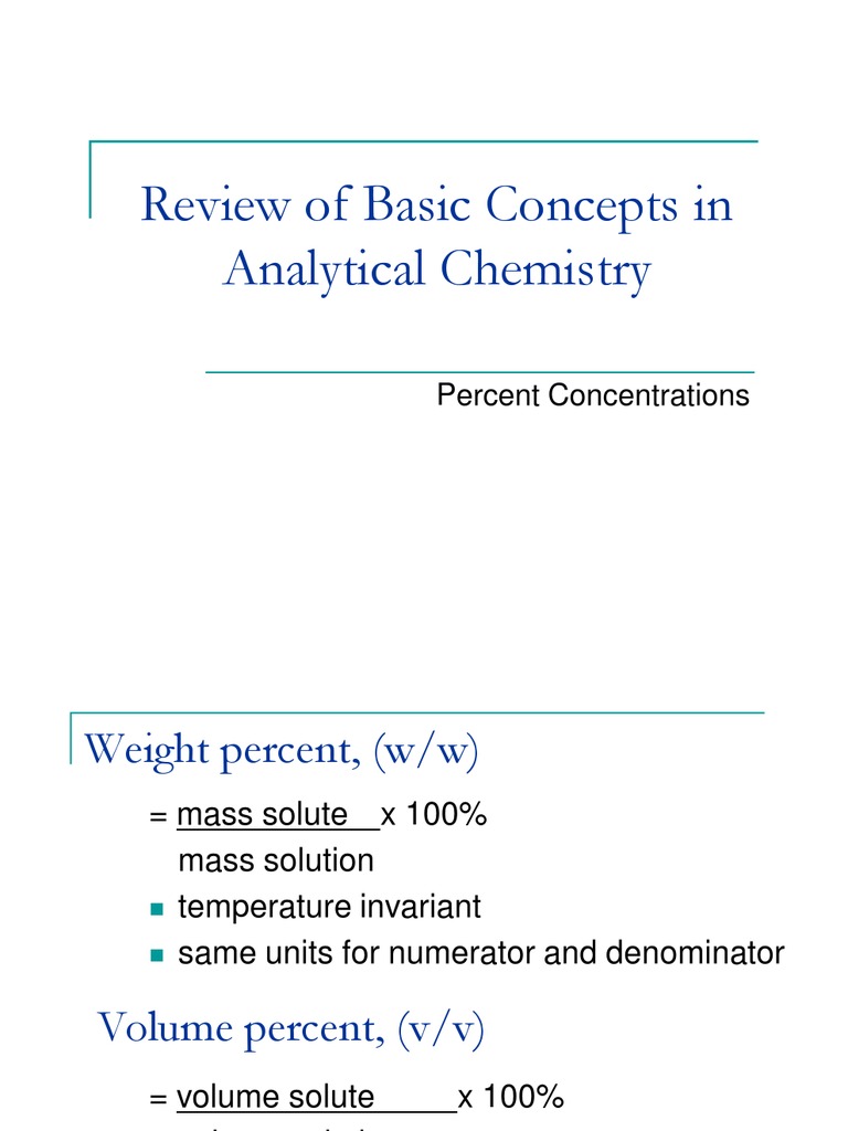 Review of Basic Concepts in Analytical Chemistry | PDF | Chemical ...