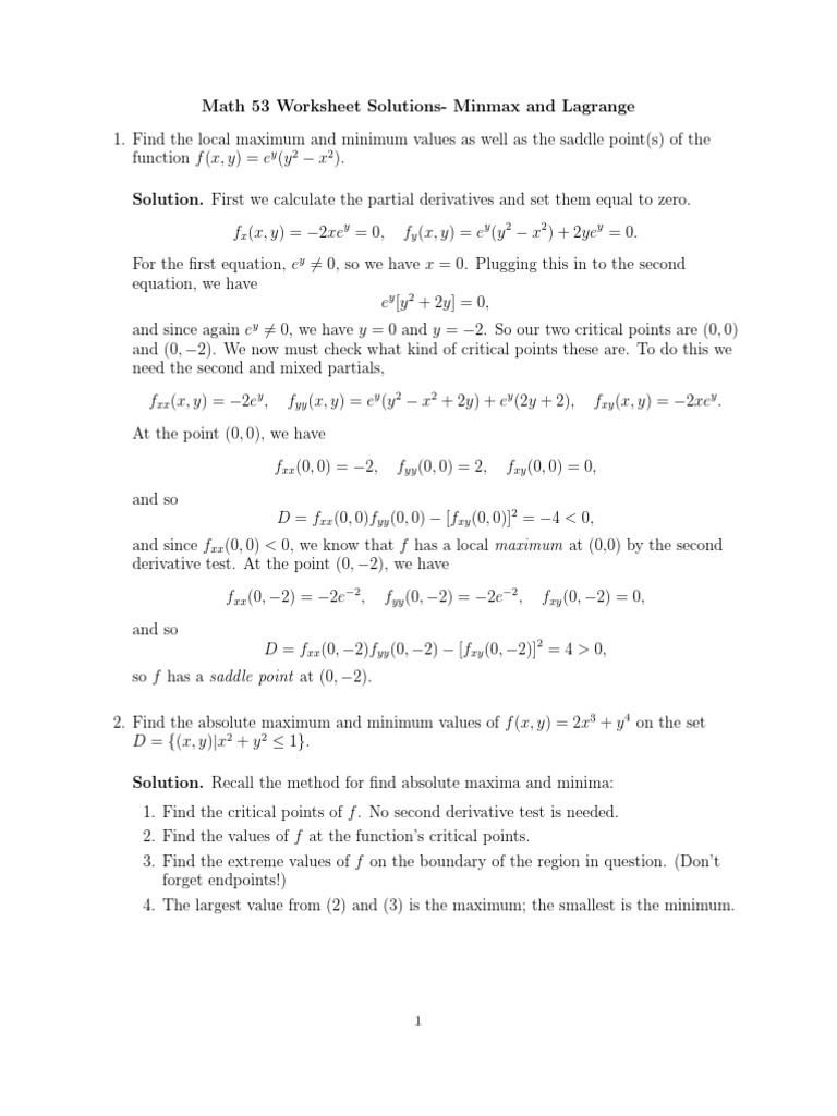 Worksheet Minmax Soln | PDF | Maxima And Minima | Mathematical Analysis