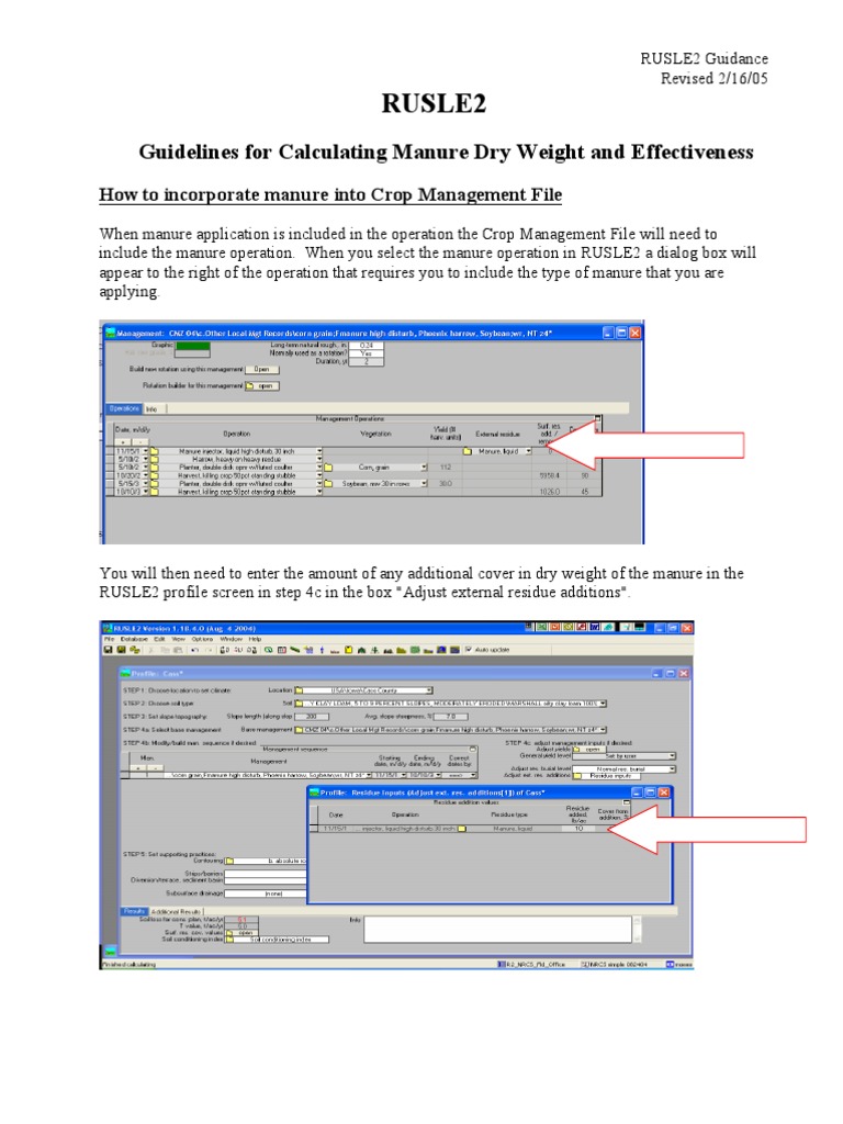 Rusle2: Guidelines For Calculating Manure Dry Weight and Effectiveness ...