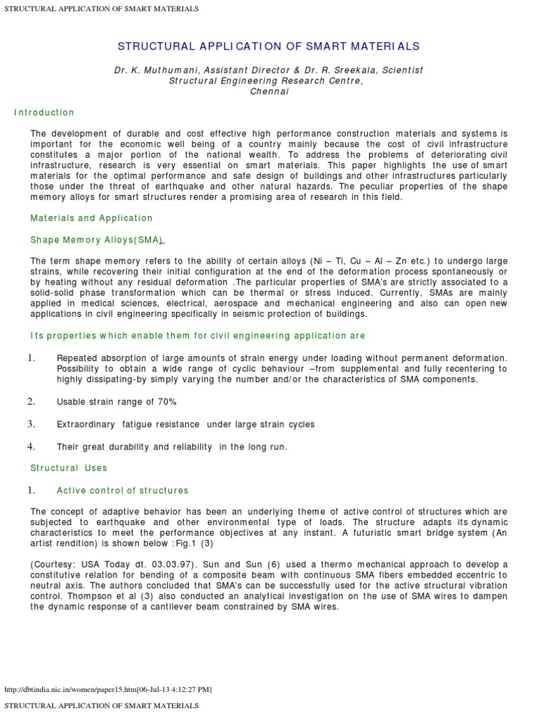 Structural Application of Smart Materials | PDF