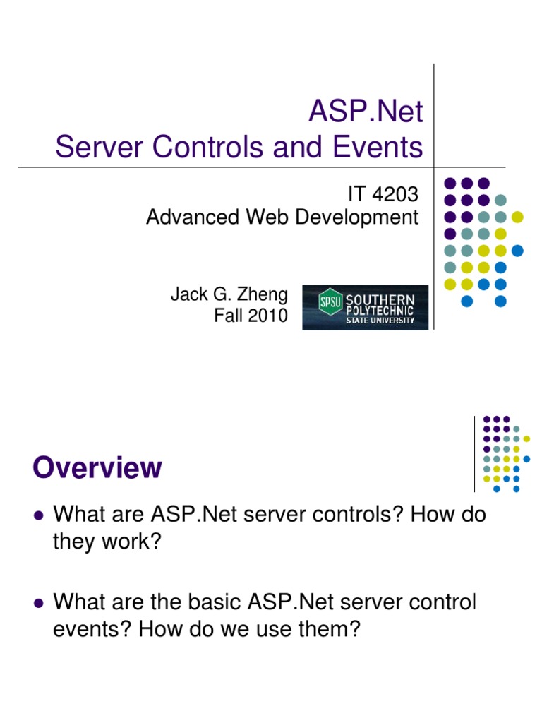 Server Controls and Events: IT 4203 Advanced Web Development | Download Free PDF | Active Server ...