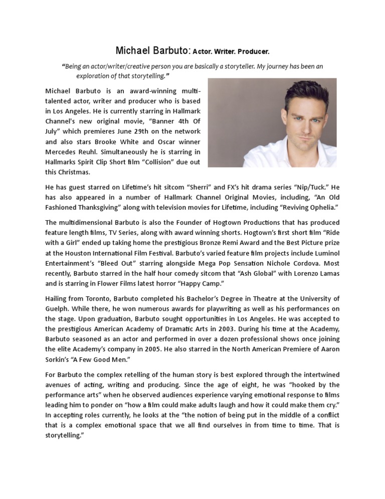 Michael Barbuto Bio 2013 | PDF | Entertainment | Television