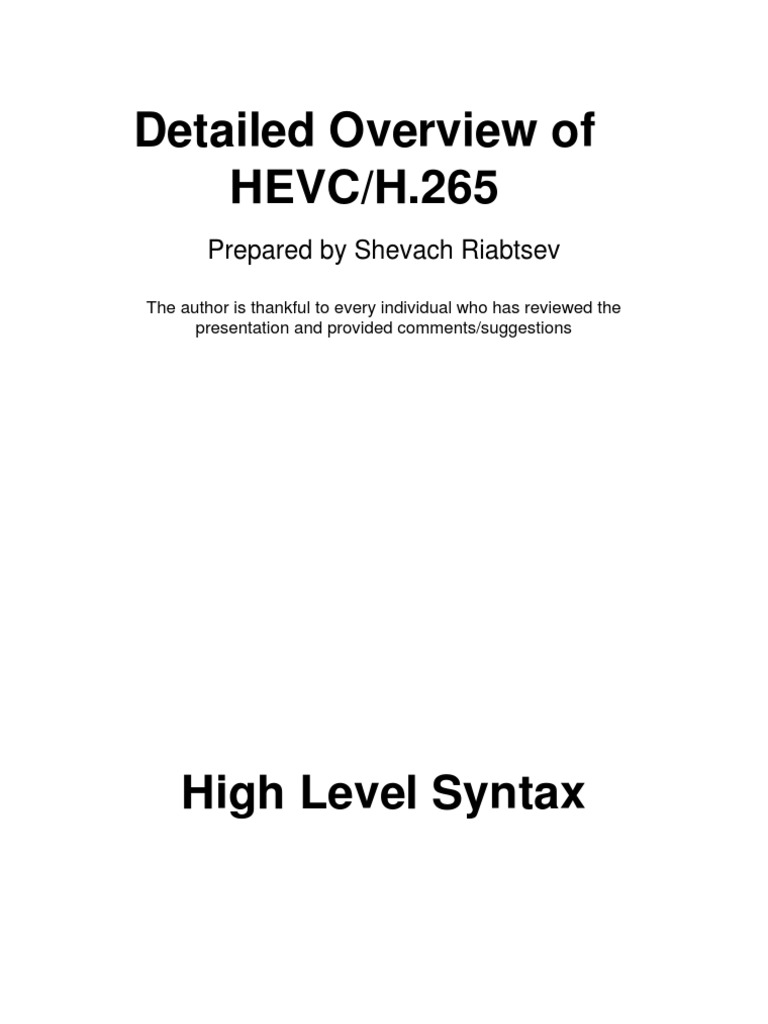 HEVC Overview Rev2 | PDF | Media Technology | Digital Technology