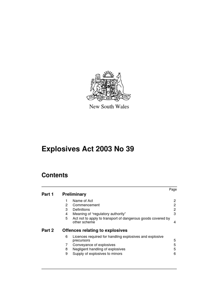 NSW Explosives Act.pdf | Dangerous Goods | License