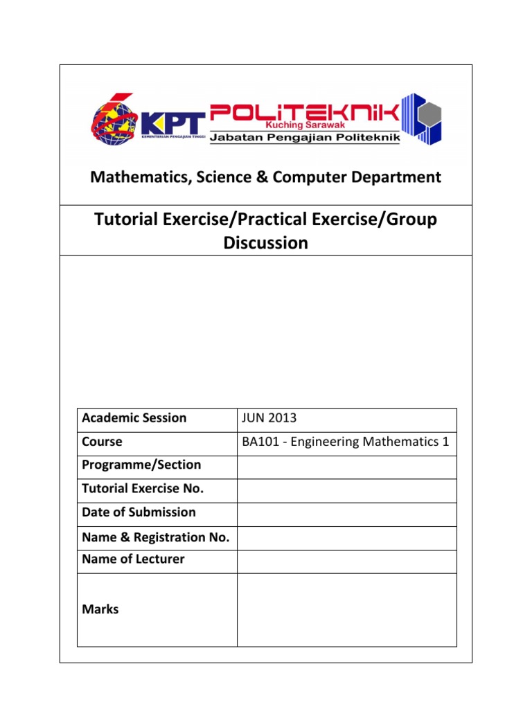 Engineering Mathematics 1 Tutorial Exercise | PDF | Technology ...