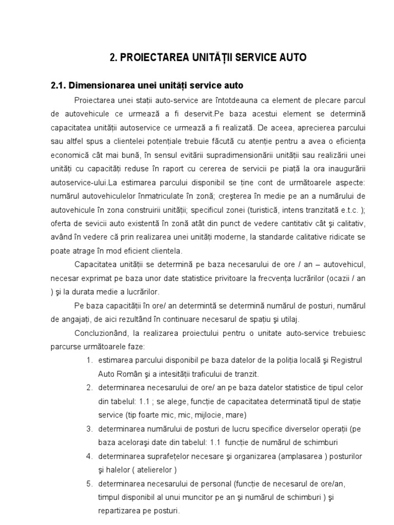 Descriere Service Auto | PDF