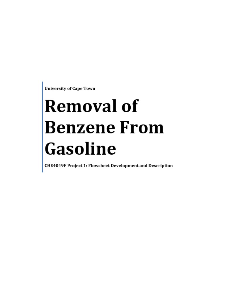 Removal of Benzene From Gasoline | PDF | Benzene | Distillation