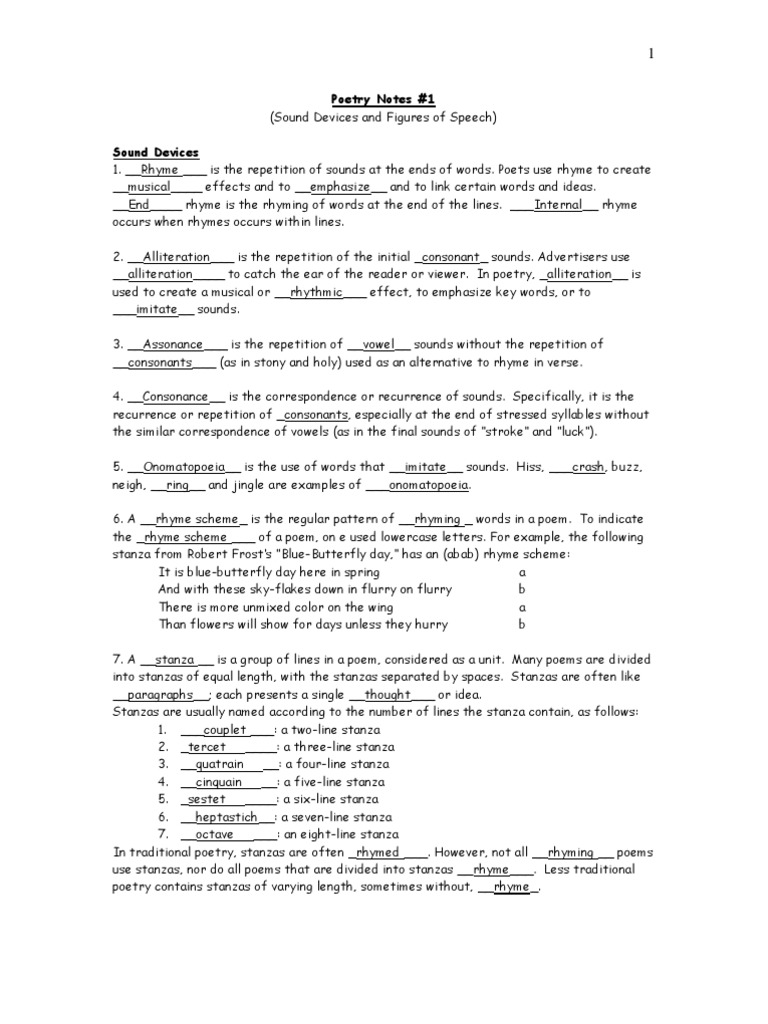 Poetry Notes | PDF | Rhyme | Poetry
