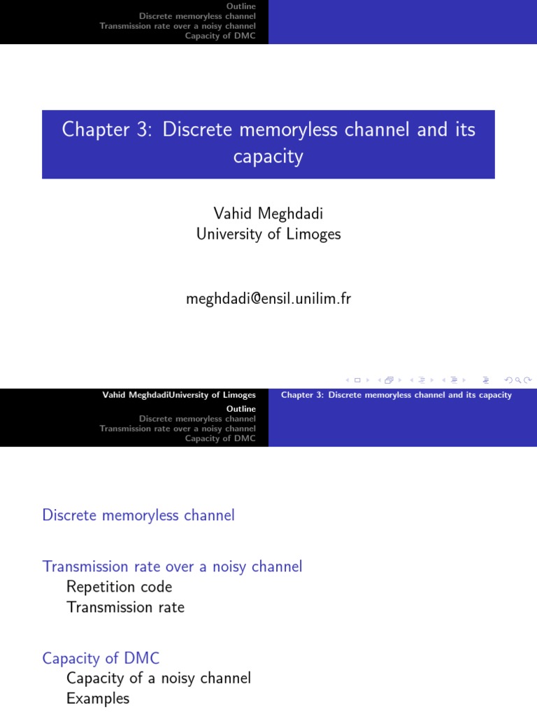 Discrete Memoryless Channel and Its Capacity Tutorial | PDF | Channel ...
