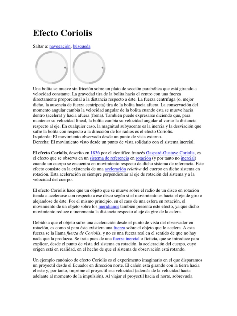 Efecto Coriolis | PDF | Momento angular | Cinemática