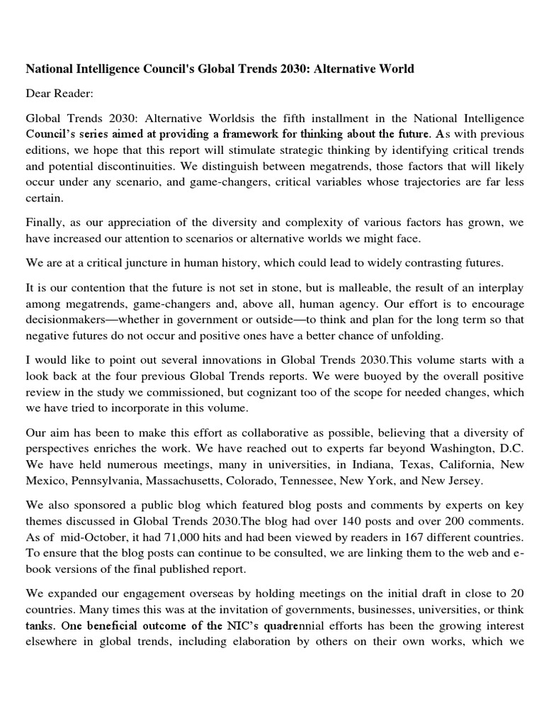 Global Trends 2030: Future Scenarios Analysis | PDF | Globalization ...
