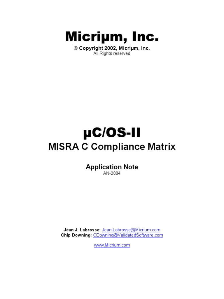 An2004 Ucos II Misra C Matrix | PDF | Computers