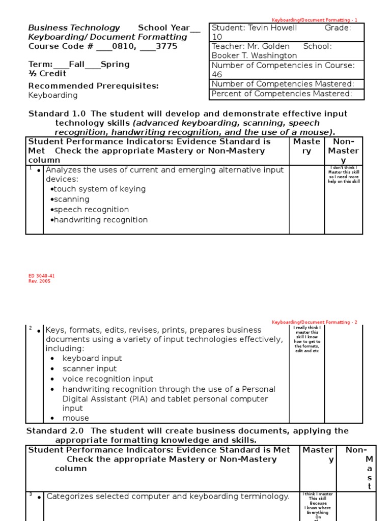 Business Technology Keyboarding/ Document Formatting | PDF | Computer ...
