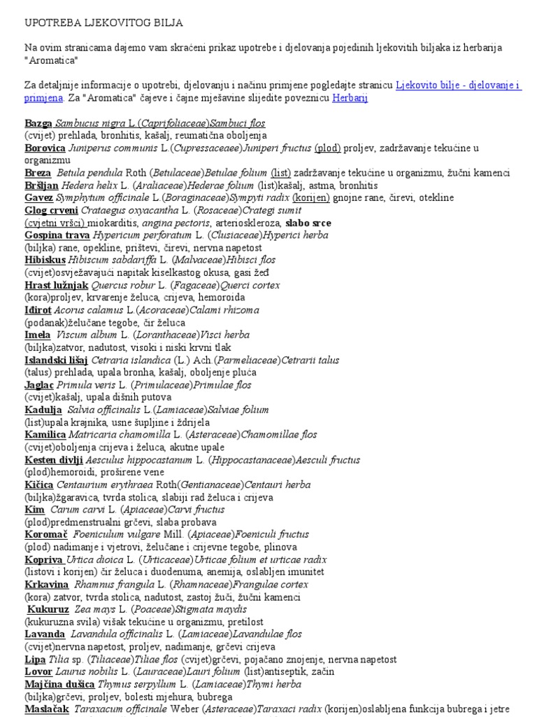 Upotreba Ljekovitog Bilja | PDF