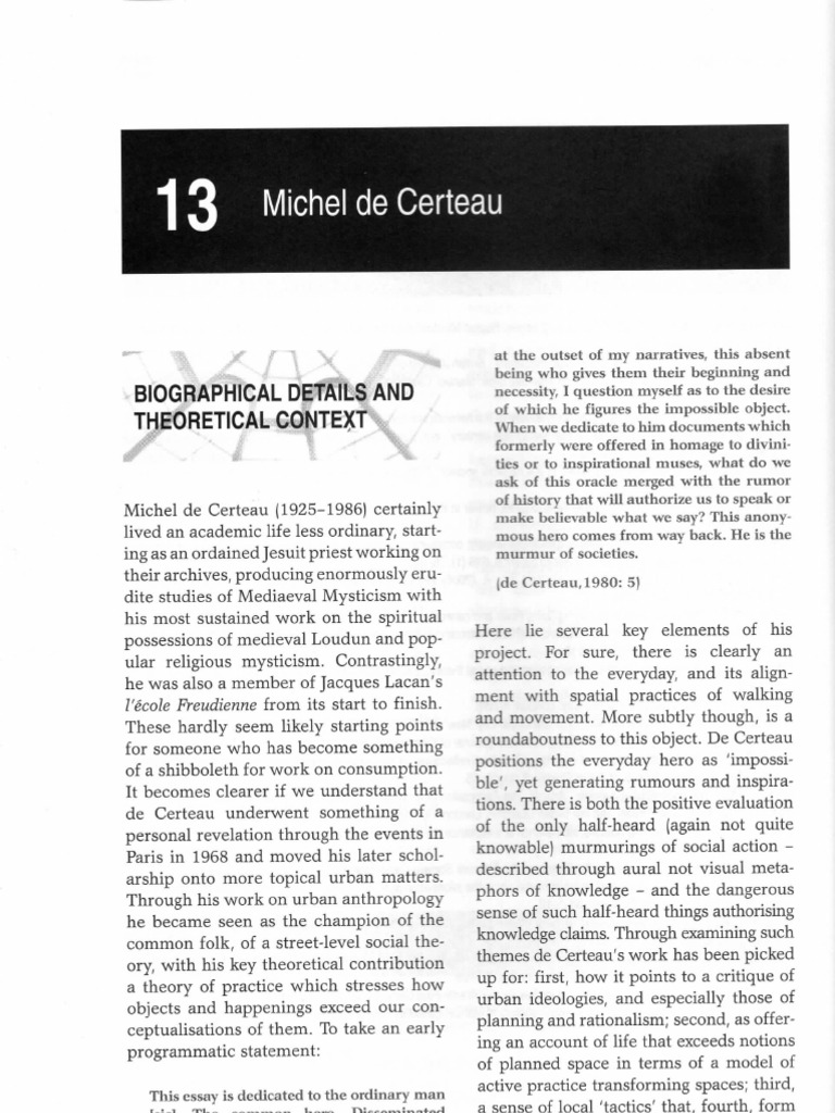 Michel de Certeau | PDF | Theory | Epistemology