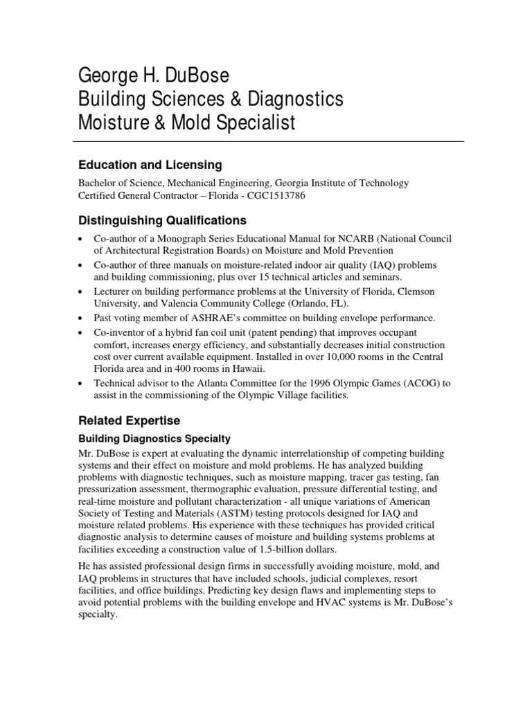 George DuBose Resume | Download Free PDF | Hvac | Building